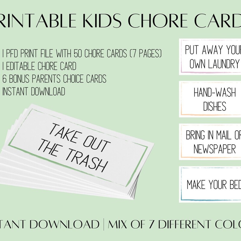 Chore Cards - Etsy