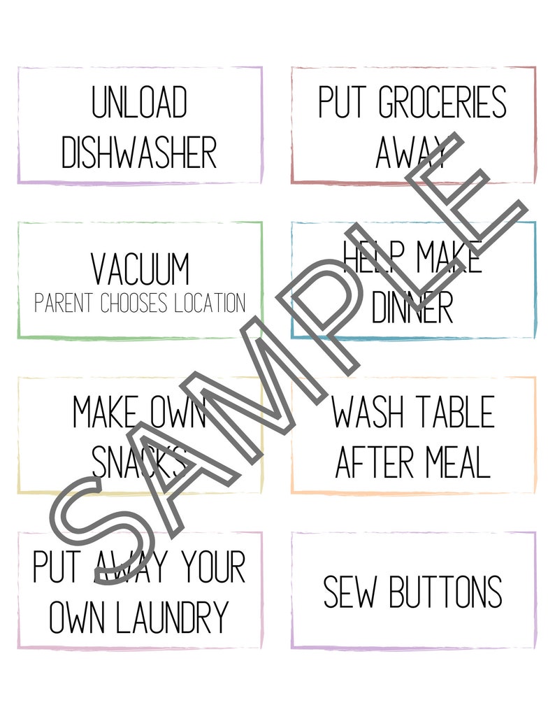 50 Printable Kids Chore Cards INSTANT DOWNLOAD Editable Home ...
