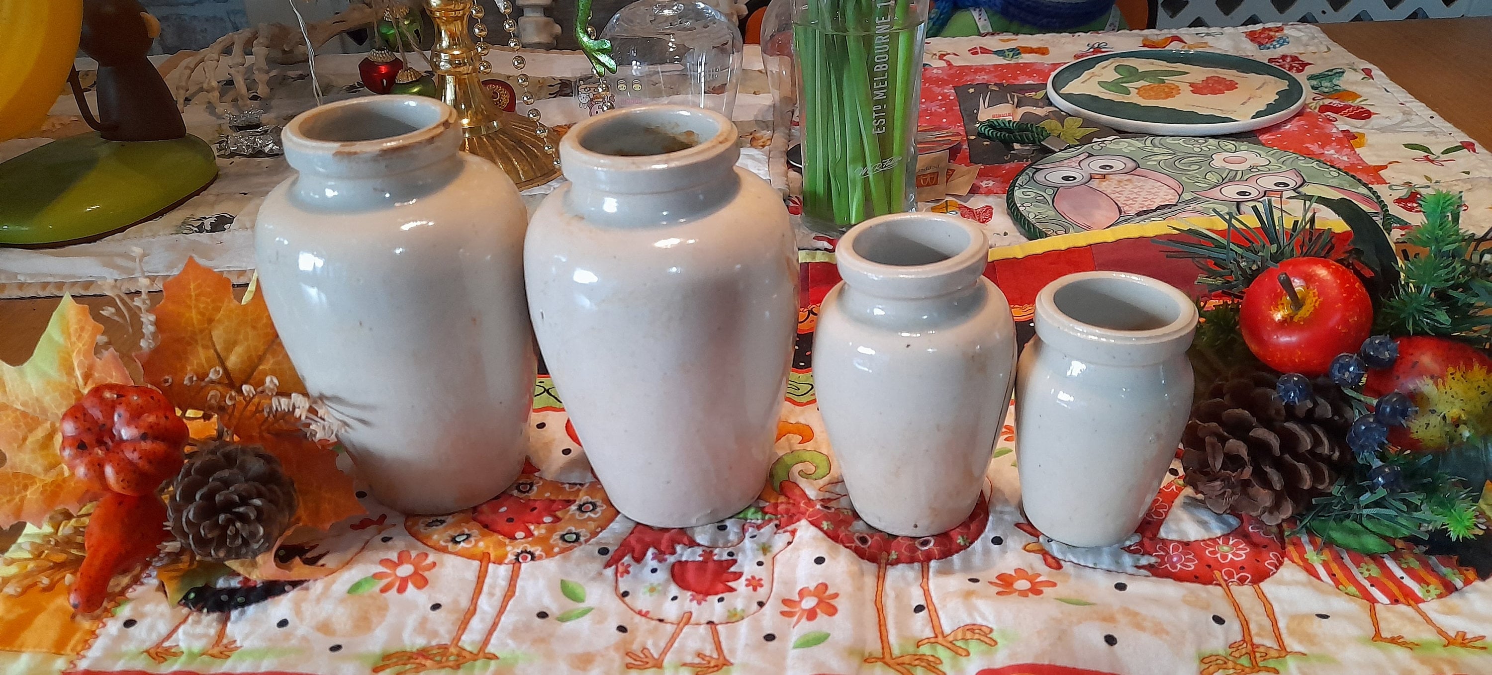 Edwardian Cream Earthernware Virol Bone-marrow Food Jars Diffrent Sizes ...