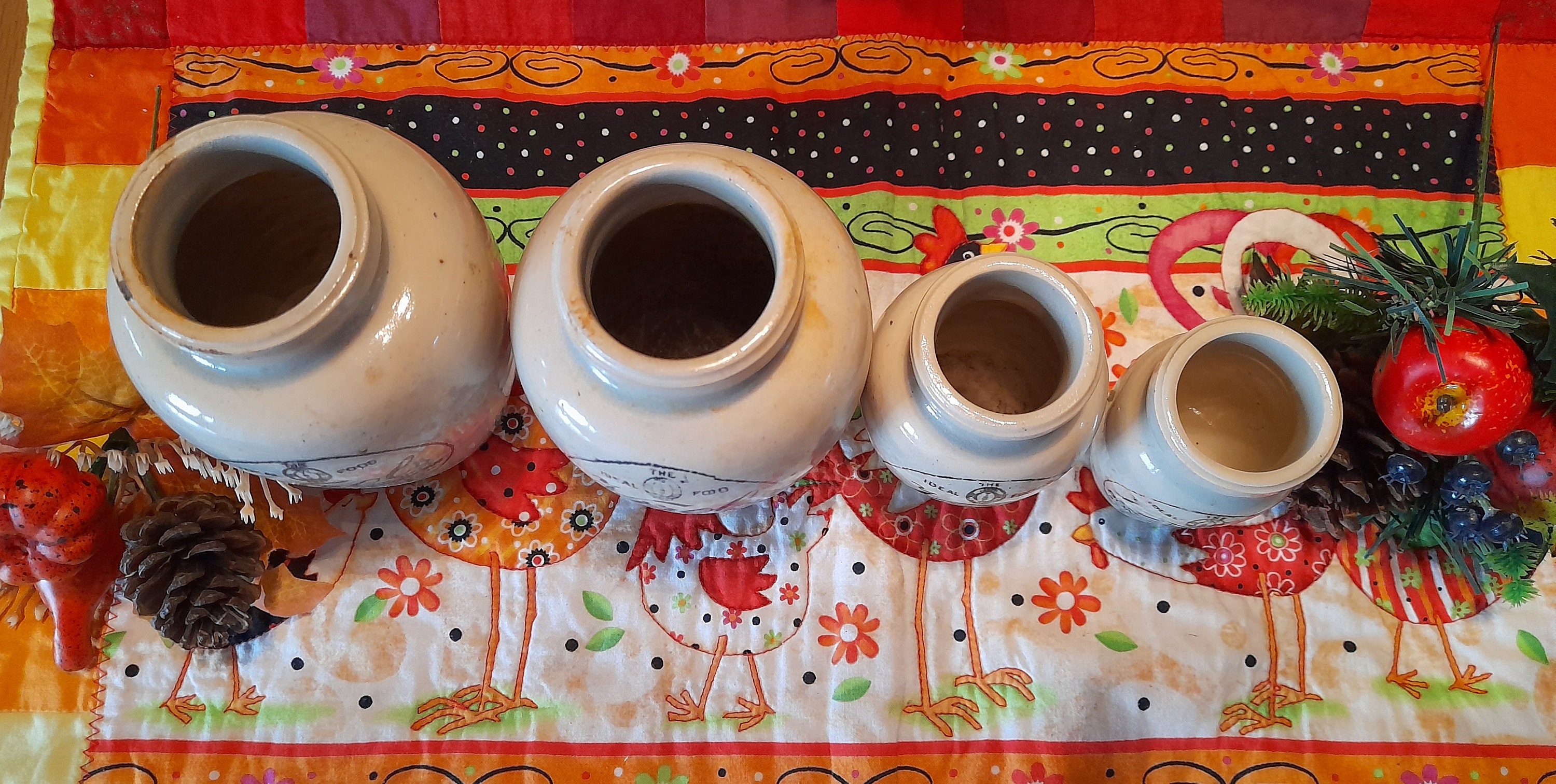 Edwardian Cream Earthernware Virol Bone-marrow Food Jars Diffrent Sizes ...