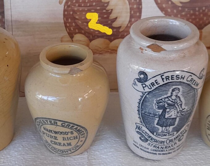 Mixed Edwardian Earthenware Cream Pots With Pictorial and Writing Small ...