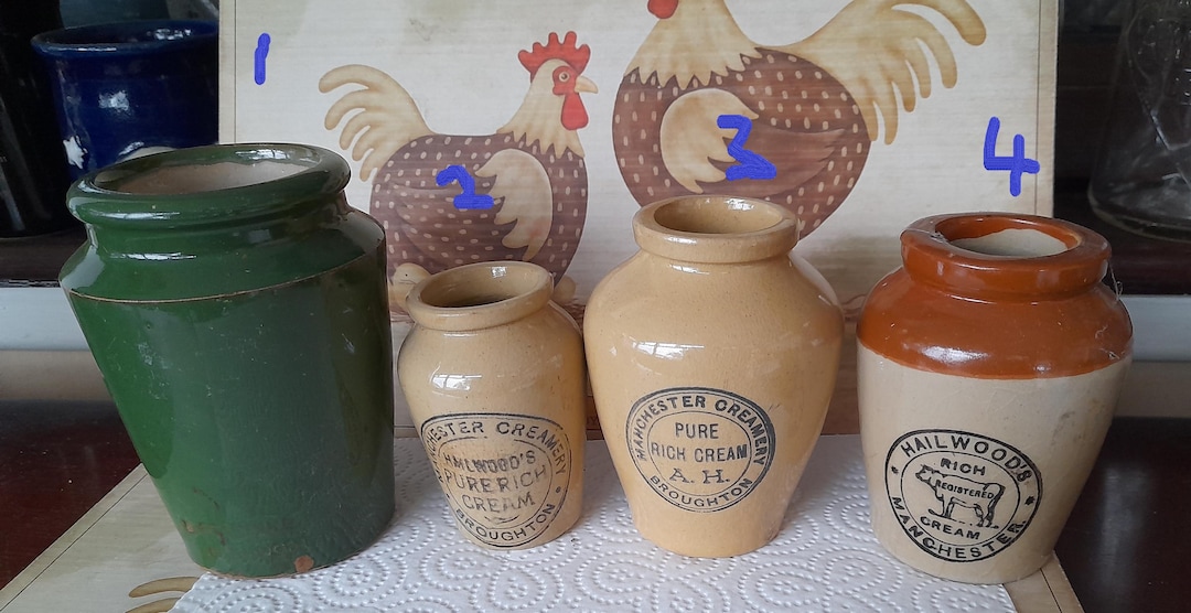 Mixed Edwardian Earthenware Cream Pots With Pictorial and Writing . - Etsy