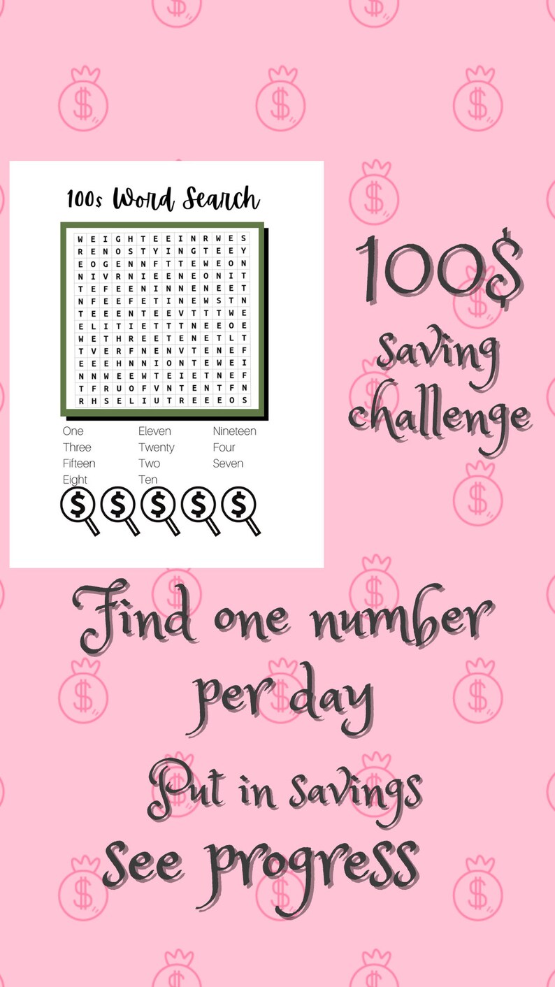 100 DOLLAR WORD SEARCH! - Etsy