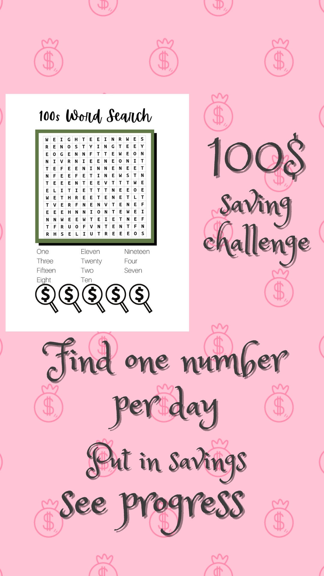 100 DOLLAR WORD SEARCH! - Etsy