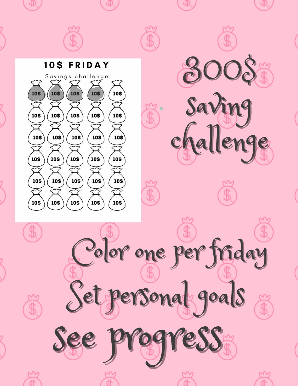 10 Dollar Friday Savings Challenge - Etsy