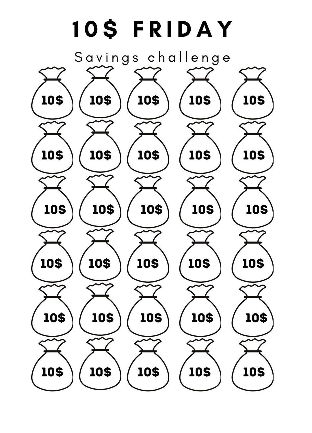 10 Dollar Friday Savings Challenge - Etsy