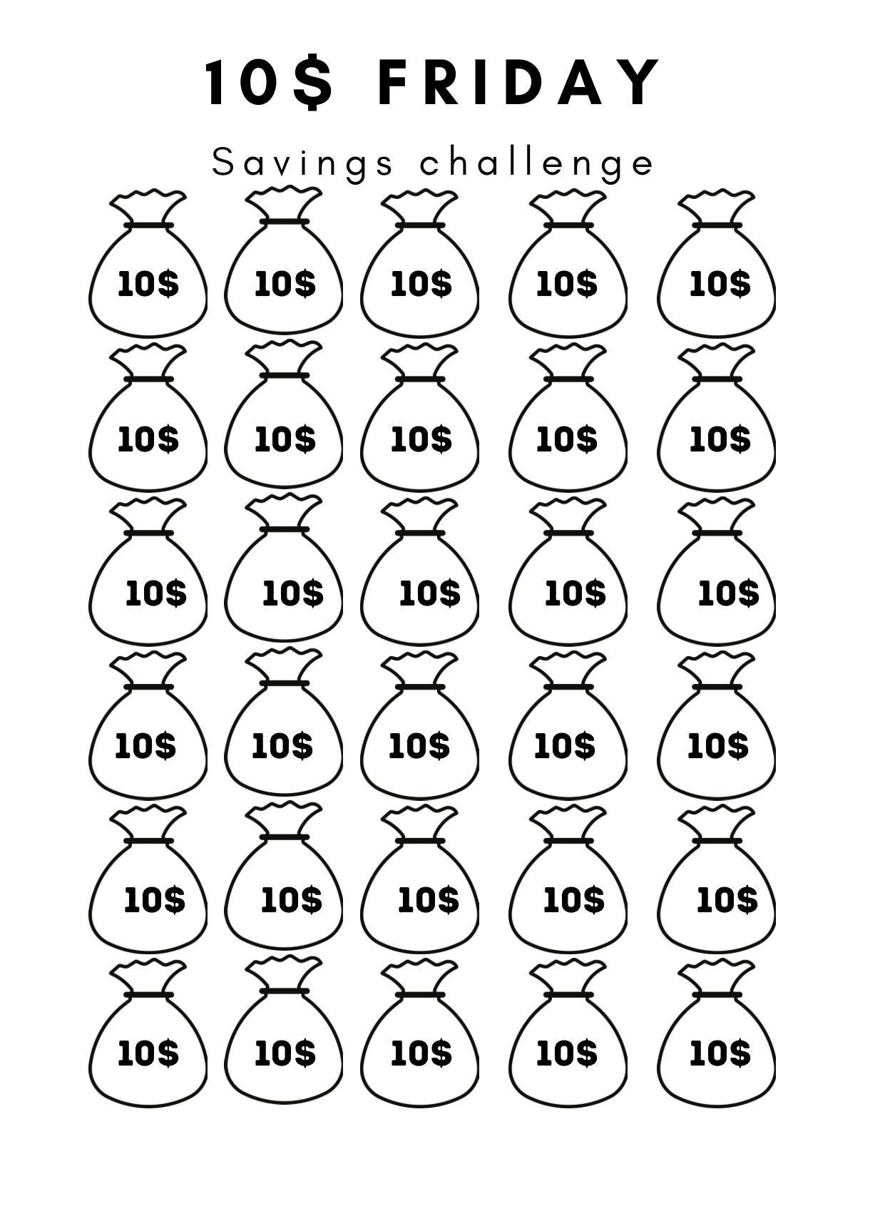 10 Dollar Friday Savings Challenge - Etsy