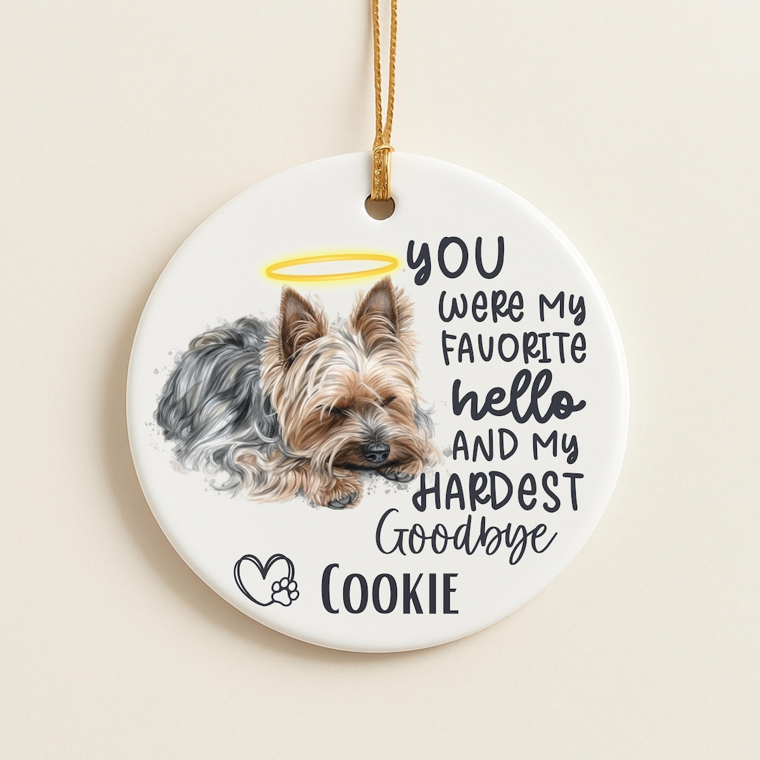 Yorkie Memorial Ornament Personalized Pet Loss Sympathy Christmas Gift ...