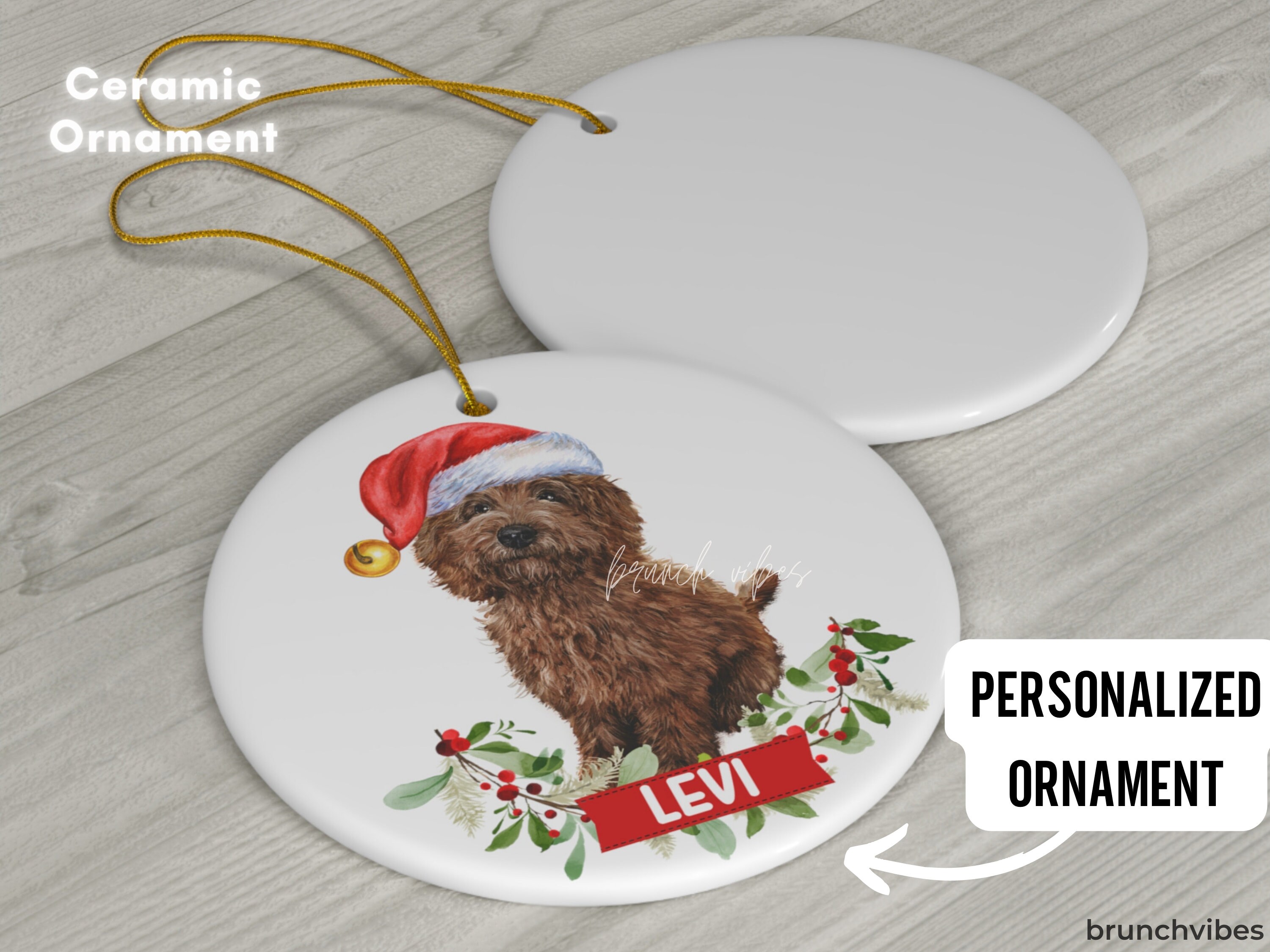 Brown Chocolate Goldendoodle Labradoodle Personalized Ornament - Etsy