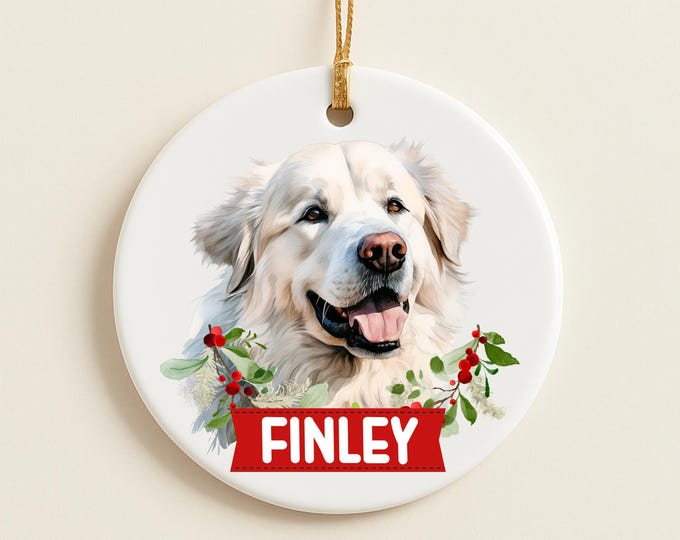 Hand-painted GREAT PYRENEES Wood Christmas Tree Ornament Artist ...