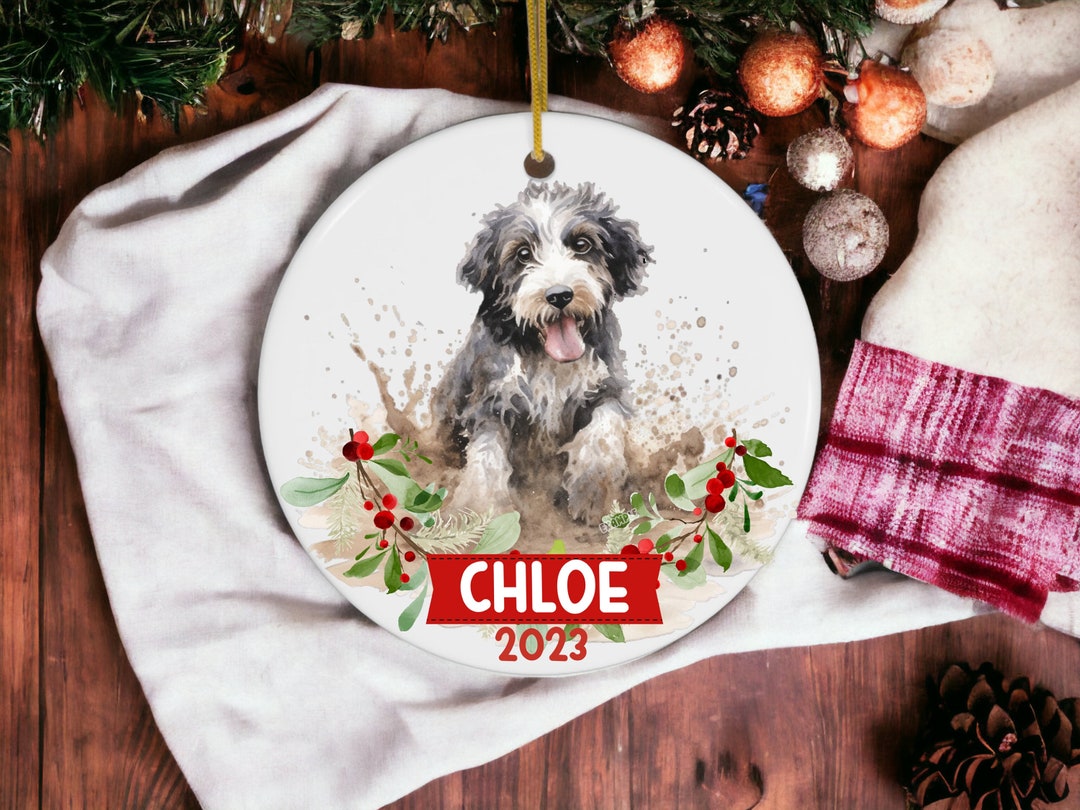 Bernedoodle Ornament Christmas Gift Doodle Black and White Personalized ...