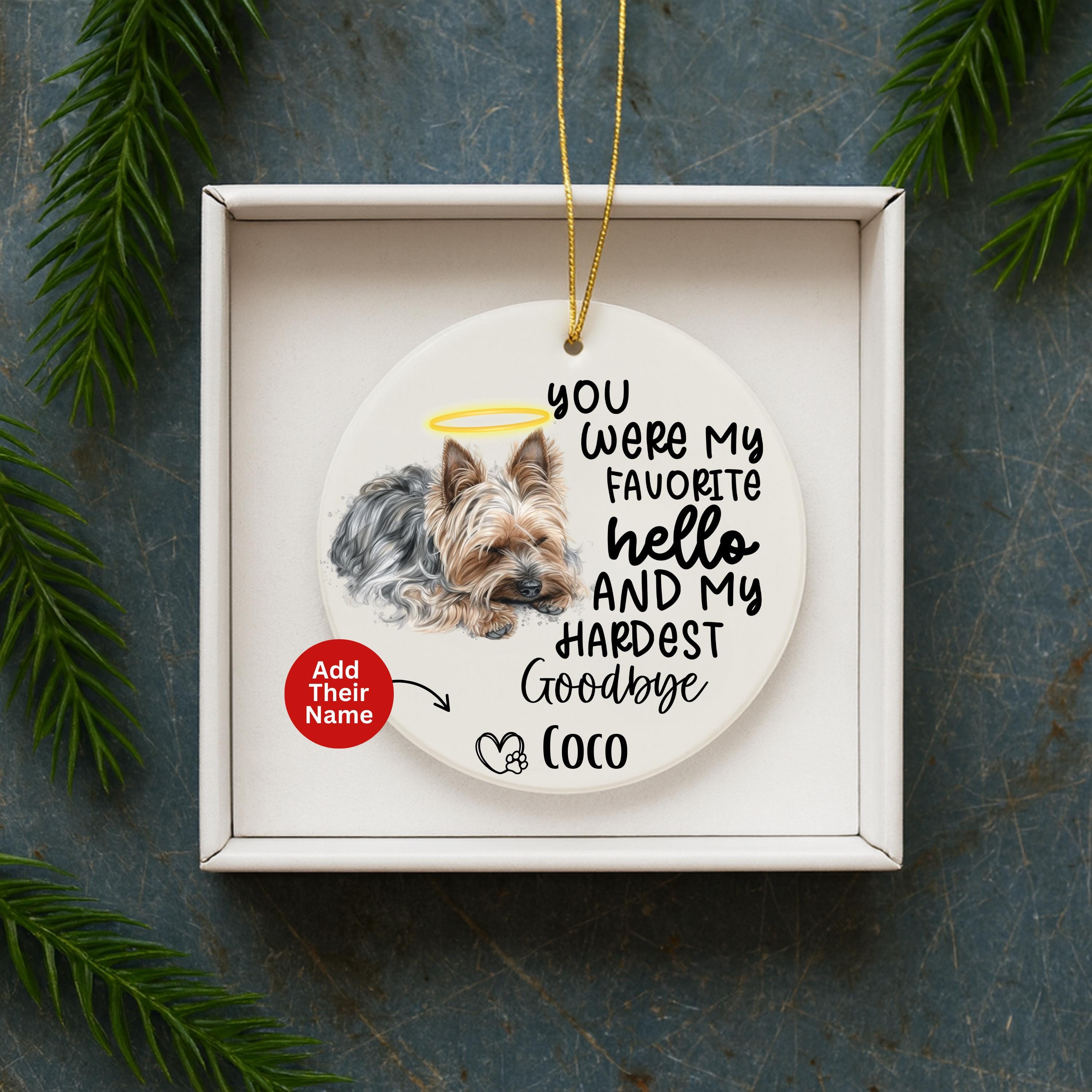Yorkie Memorial Ornament Personalized Pet Loss Sympathy Christmas Gift ...