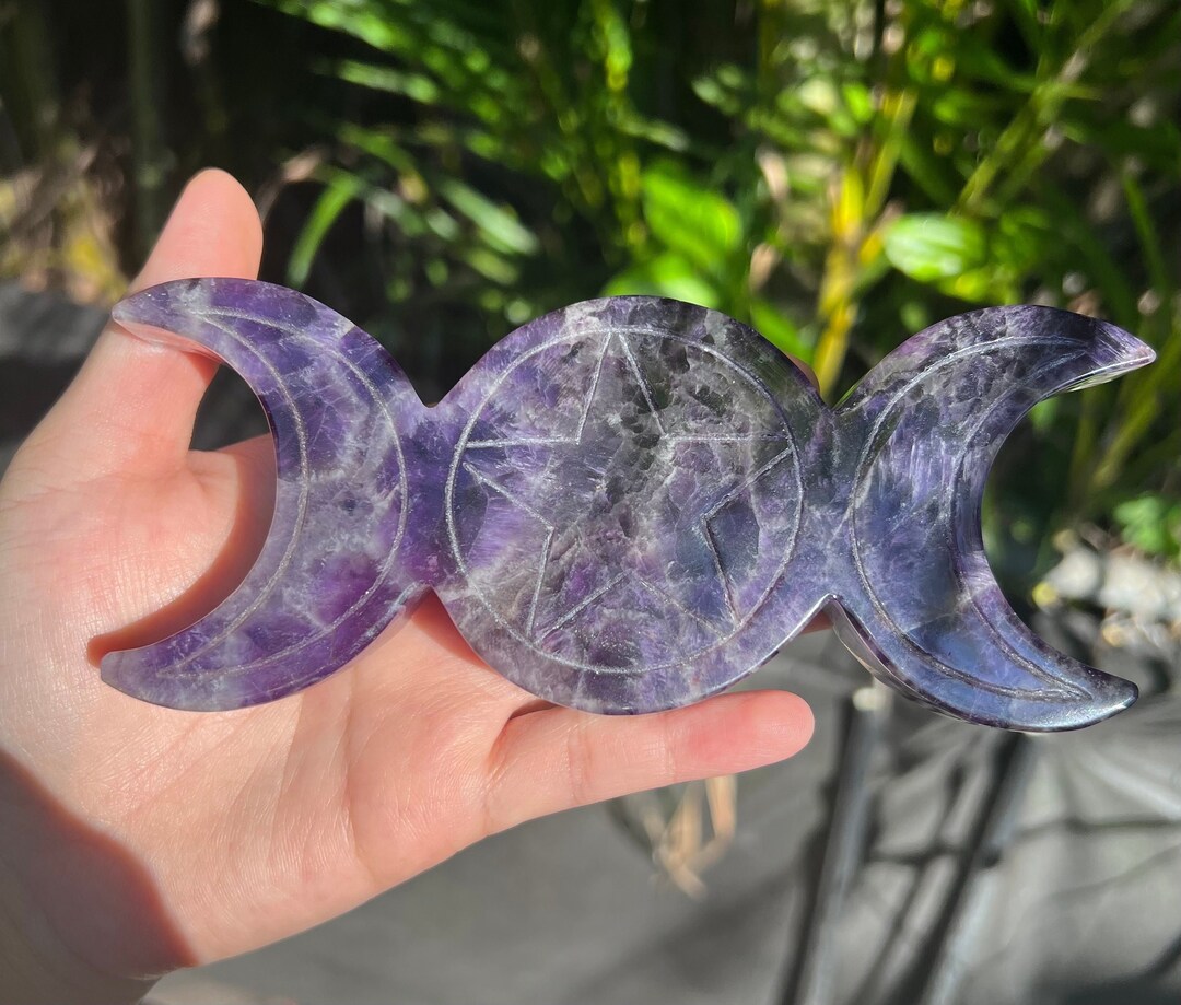 Triple Moon Crystal Carving Crystal Altar Tile Pentacle Crystal Carving ...