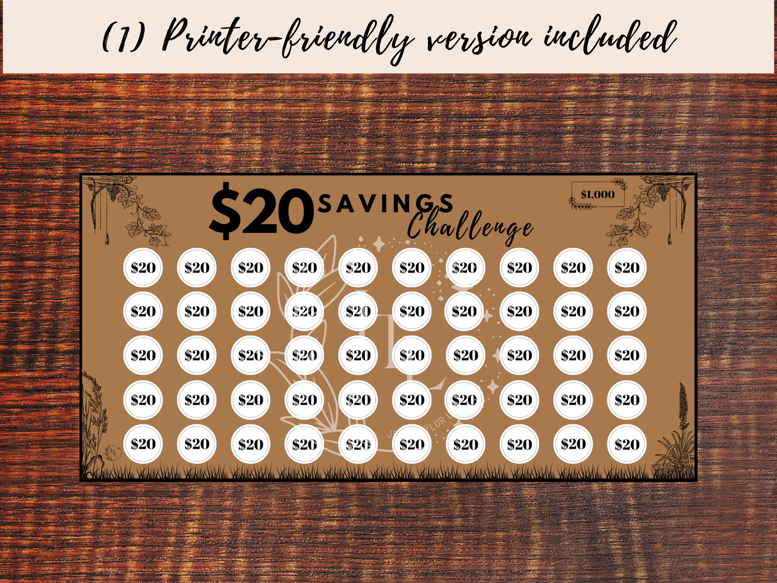 20-dollars Savings Challenges Trackers Budget Planner Digital - Etsy