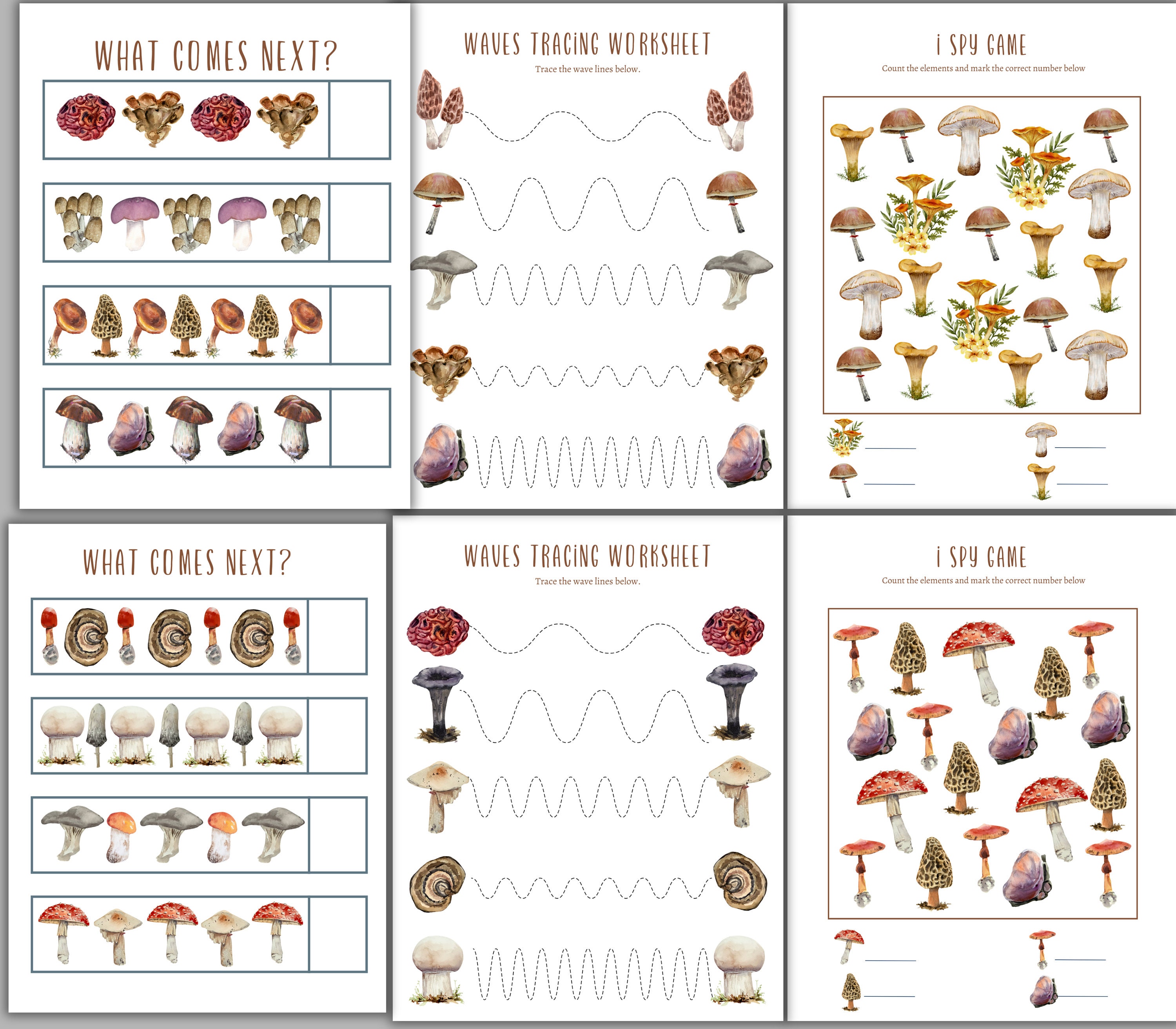 MUSHROOMS Pre-k and K Activity Pack, Homeschool, Digital, Instant ...