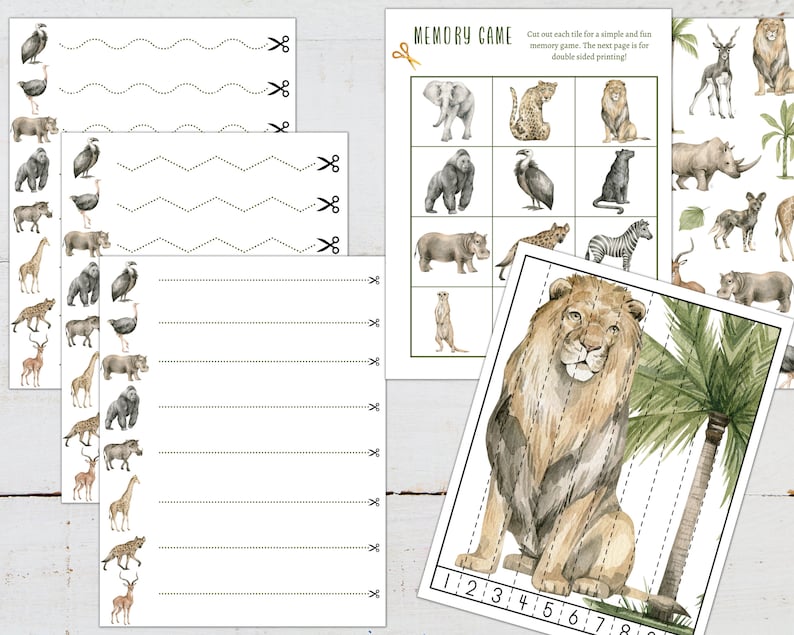 AFRICAN Animals Pre-k and K Activity Pack, Homeschool, Digital, INSTANT ...