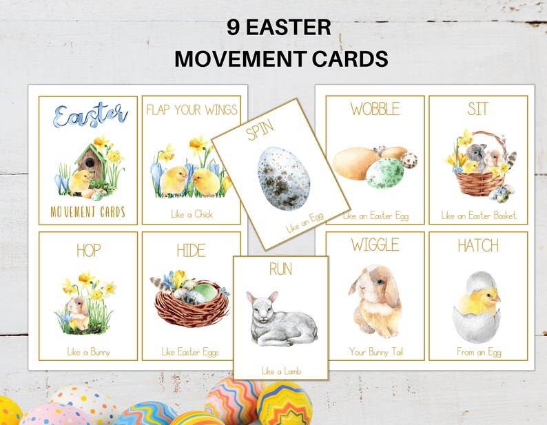 EASTER MOVEMENT CARDS, Calm Down Activity, Kids Movement, Montessori ...