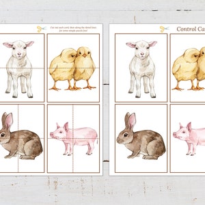 FARM Animals Matching Card Game, Simple Puzzles, Toddler Preschool ...