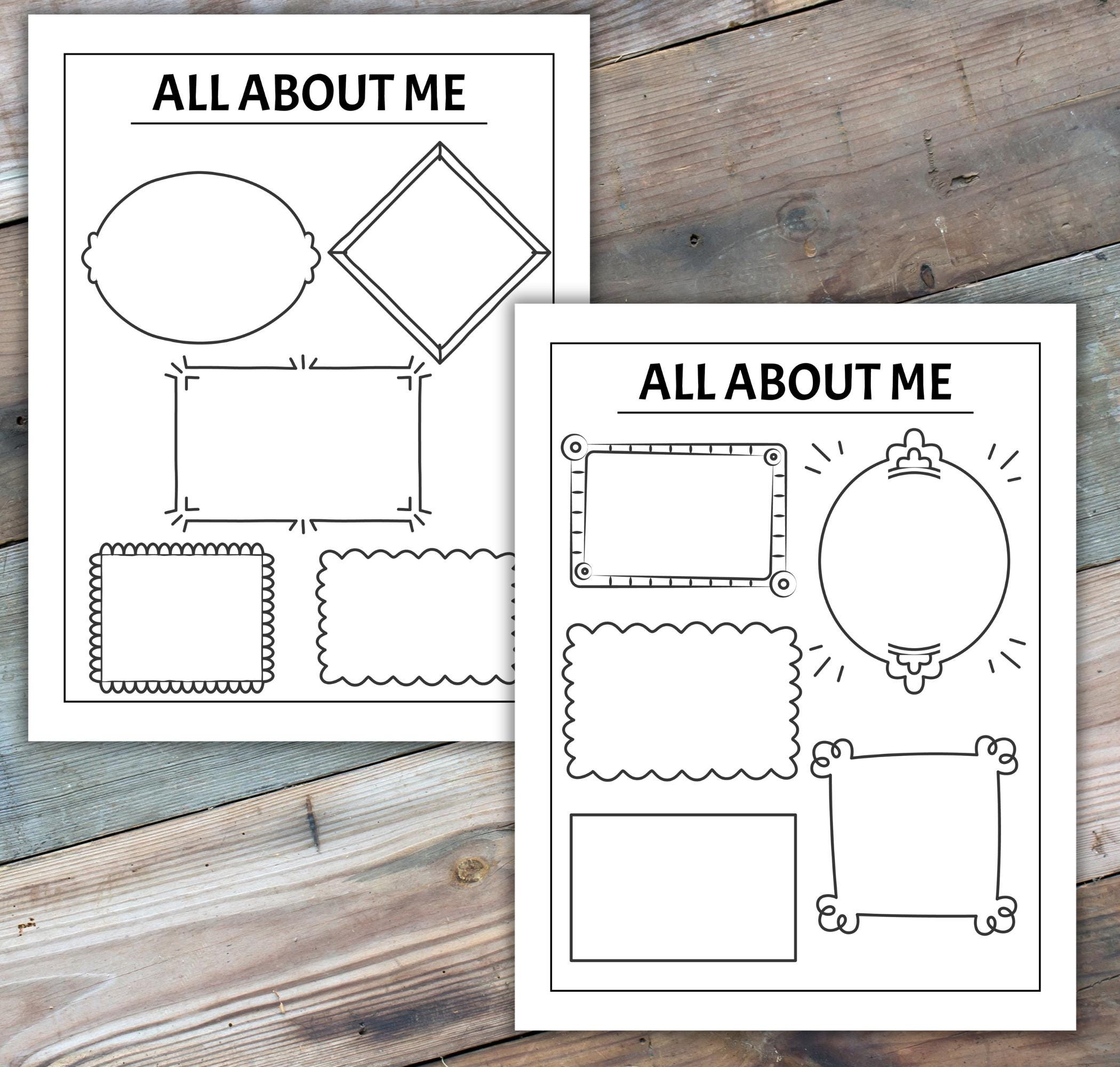 BLANK All About Me Worksheets, Digital Product, Instant DOWNLOAD - Etsy
