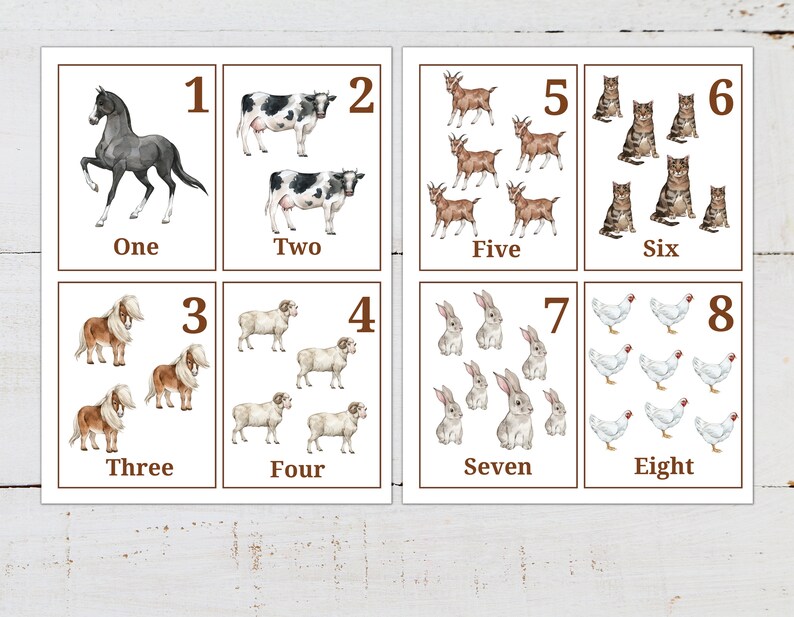 FARM ANIMALS Counting Cards, 1 to 10 Counting, Early Math Activity ...