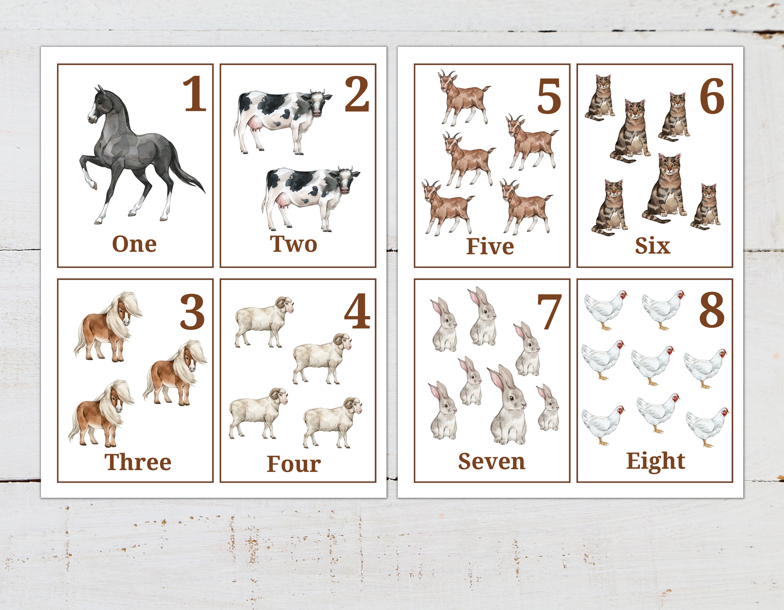 FARM ANIMALS Counting Cards, 1 to 10 Counting, Early Math Activity ...