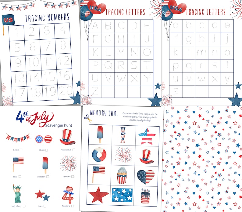 4th of July Pre-k and K Activity Pack, Homeschool, Digital, Instant ...