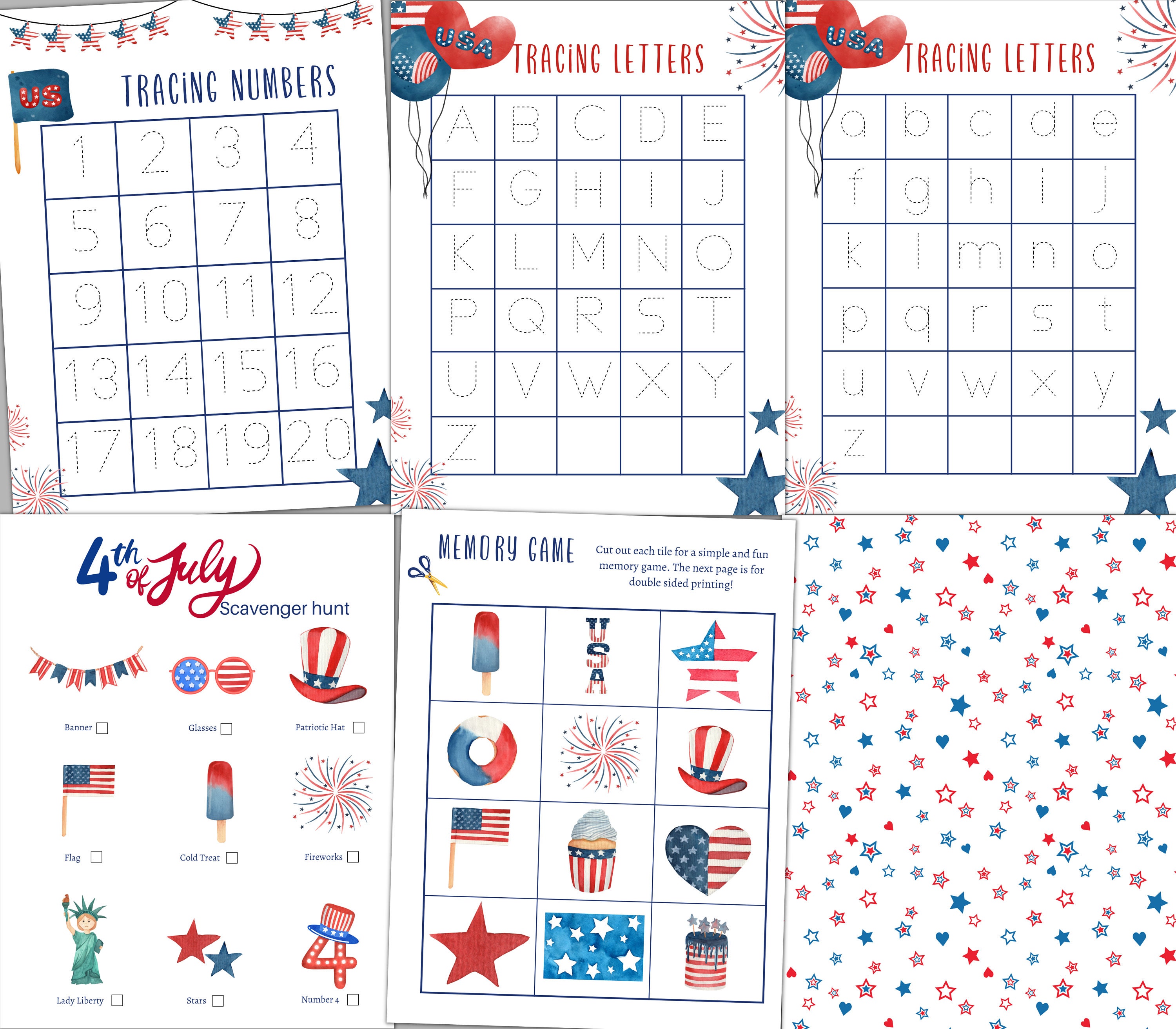 4th of July Pre-k and K Activity Pack, Homeschool, Digital, Instant ...