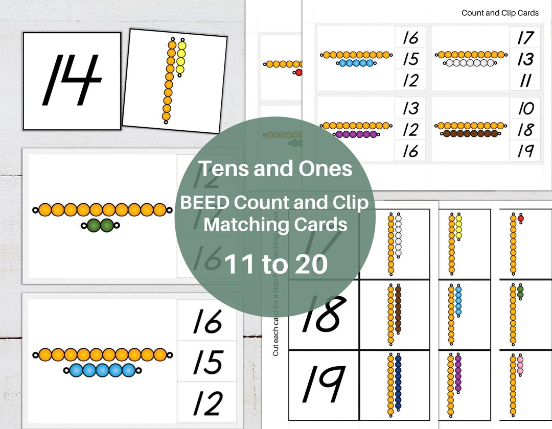 TENS and Ones Cards, Count and Clip Cards, Matching Cards, Bead Cards ...