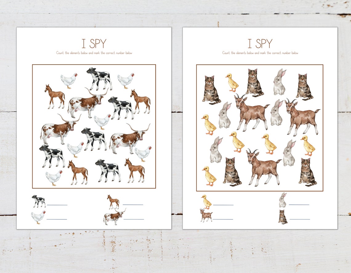 FARM ANIMALS I Spy, Printable Farm Animals Activity, Preschool ...