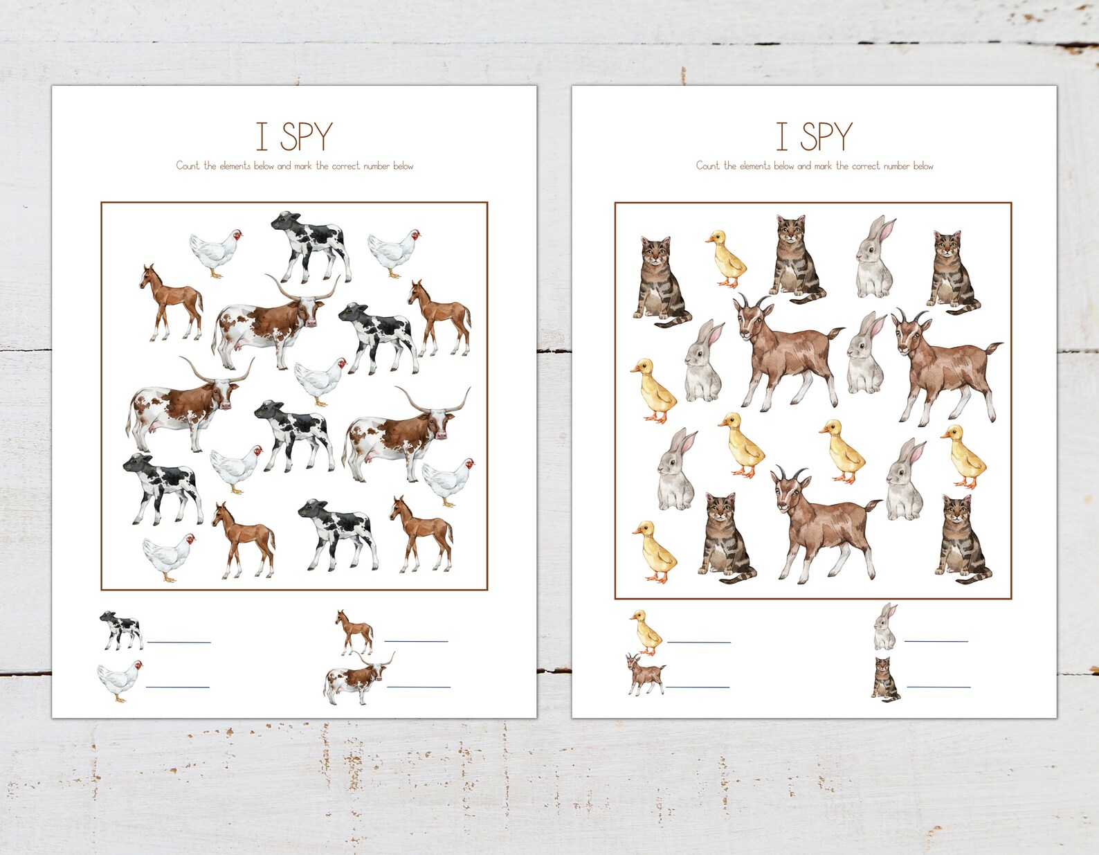 FARM ANIMALS I Spy, Printable Farm Animals Activity, Preschool ...