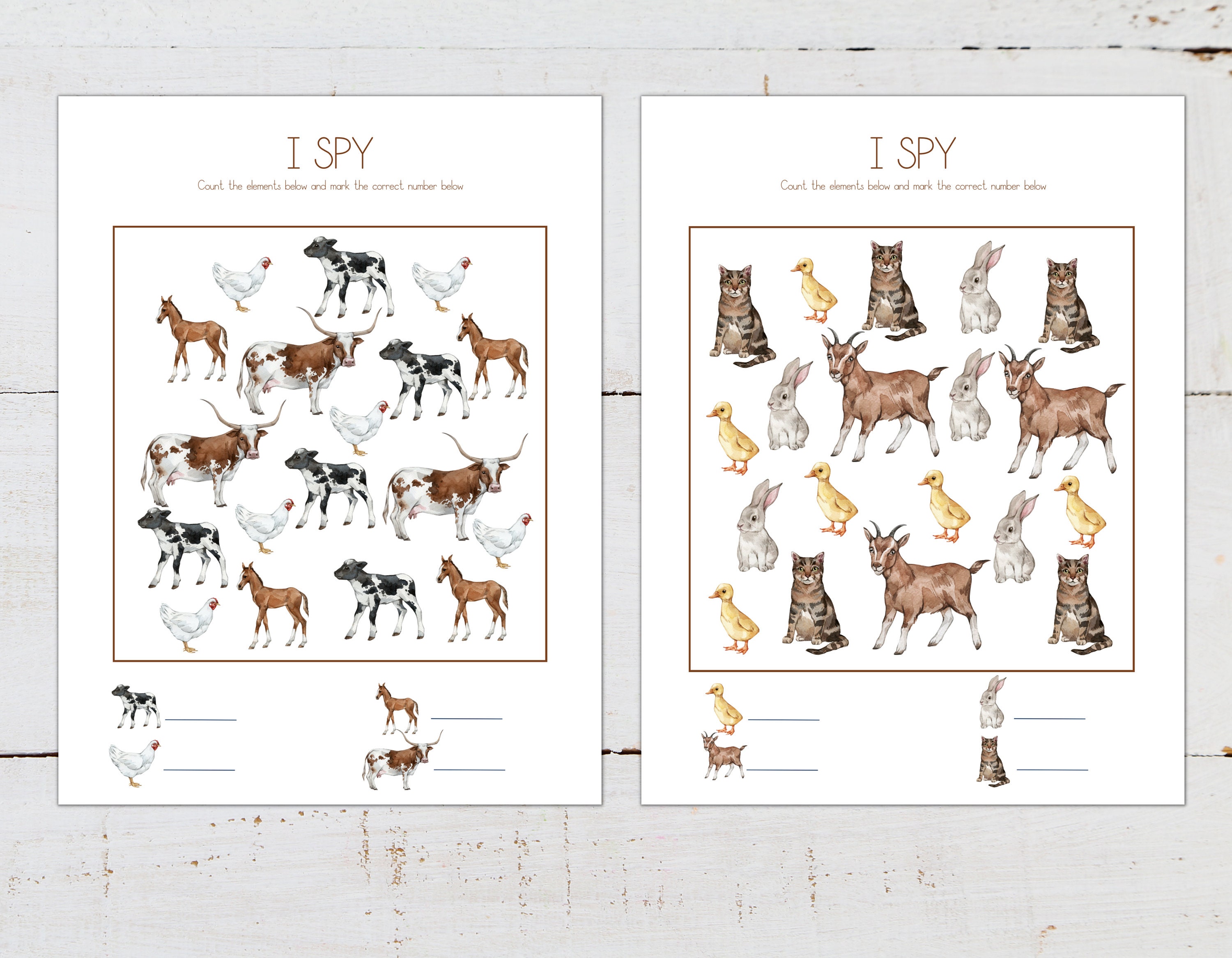 FARM ANIMALS I Spy, Printable Farm Animals Activity, Preschool ...