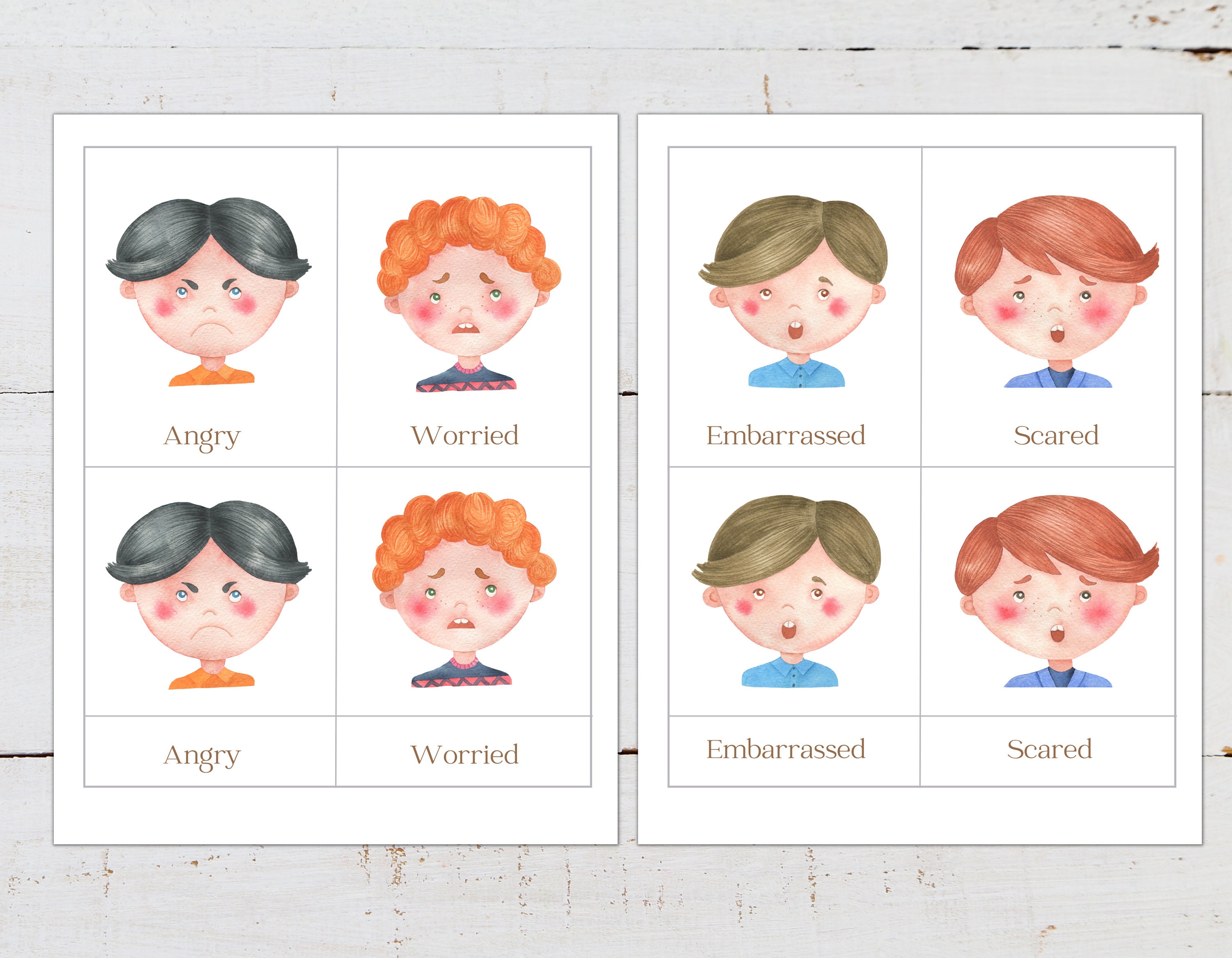 FEELINGS Mini Poster 3-part Cards, 2 Card Sizes, Homeschool, Montessori ...