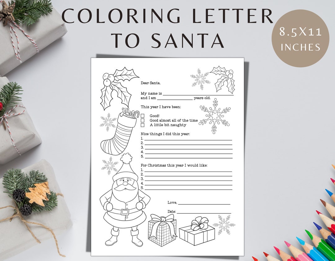 Coloring Letter to Santa, Dear Santa, Printable Letter to Santa ...