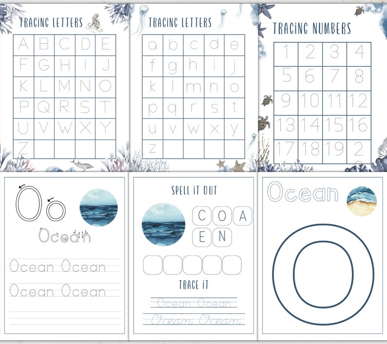 OCEAN Animals Pre-k and K Activity Pack, Homeschool, Digital, INSTANT ...