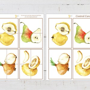 FRUIT and VEGETABLES Matching Card Game, Simple Puzzles, Toddler ...