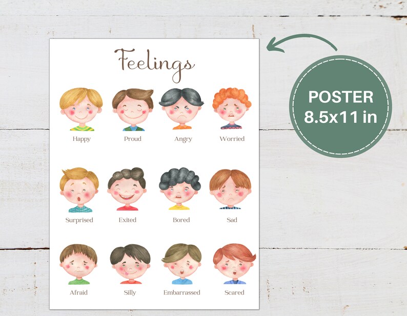 FEELINGS Mini Poster 3-part Cards 2 Card Sizes Homeschool - Etsy