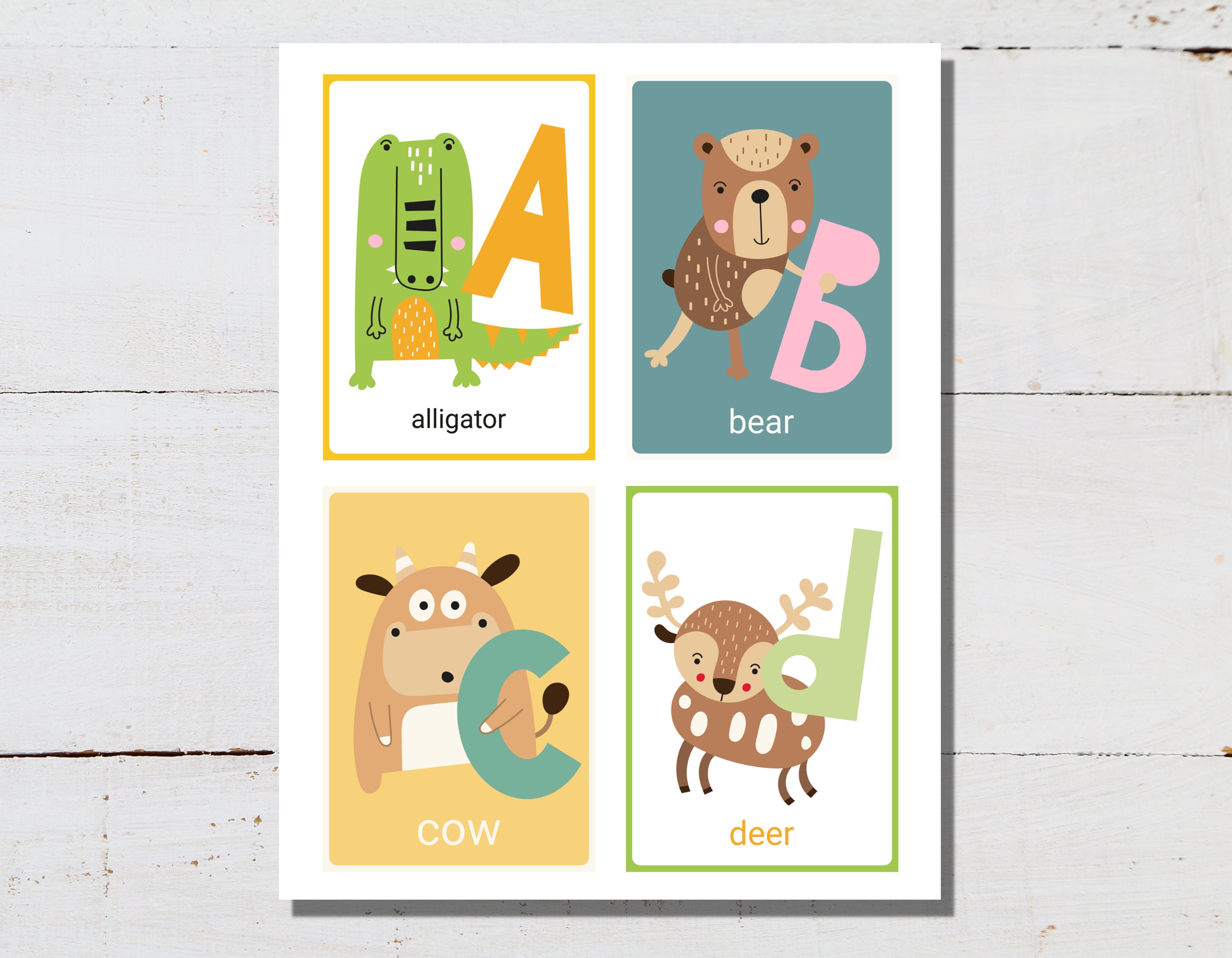 Animal ABC Flash Cards, Mini-poster | Animal Flash Cards | Learning ...