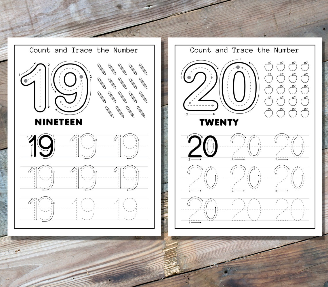 NÚMEROS Hojas de trabajo para colorear y calcar, Conteo del 1 al 20 ...