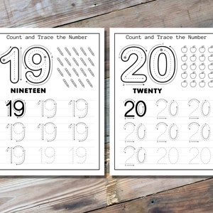 NUMBER Coloring and Tracing Worksheets, 1 to 20 Counting, Preschool ...