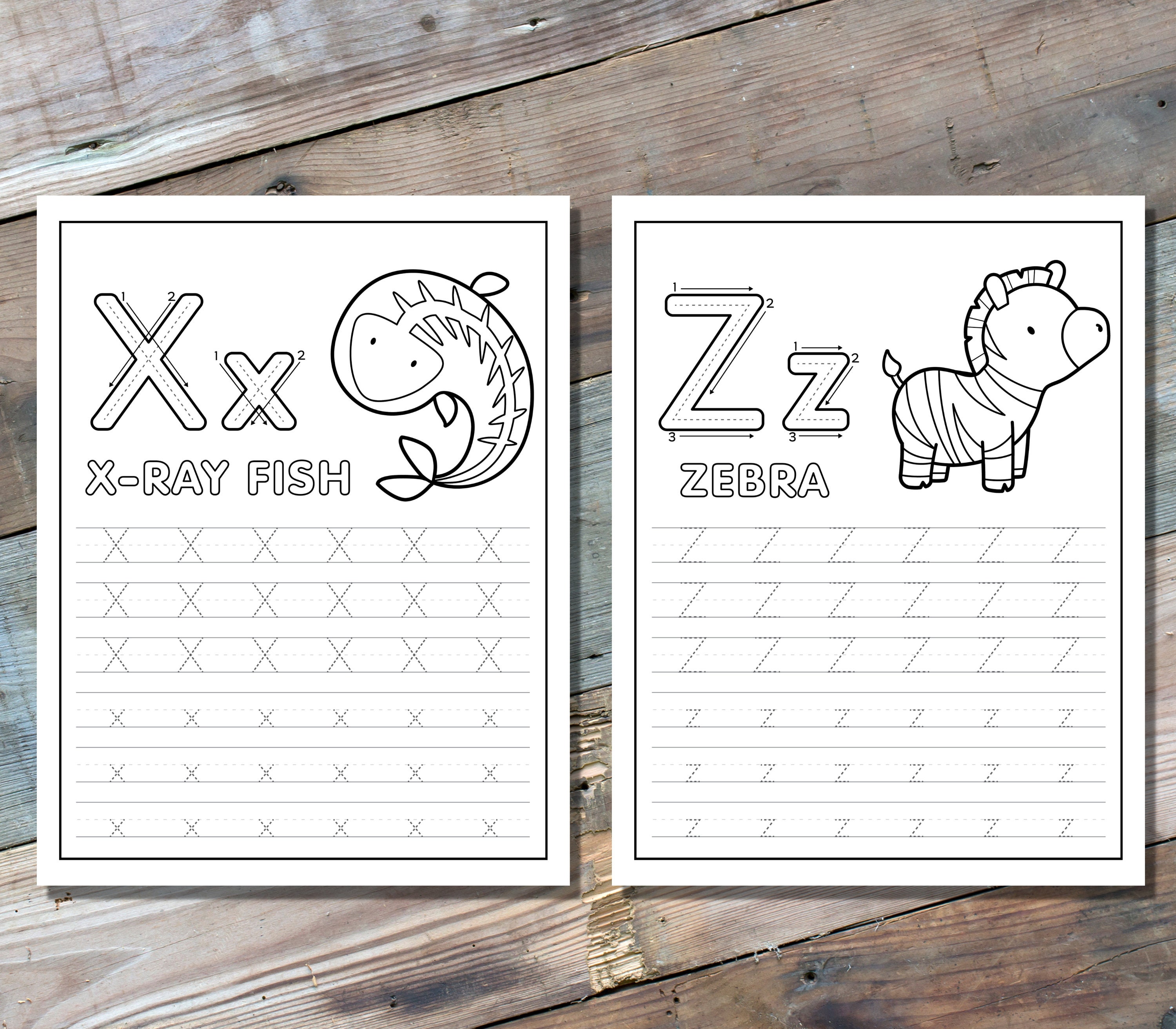 ANIMAL ABC Coloring and Tracing Worksheets, A to Z, Preschool Activity ...