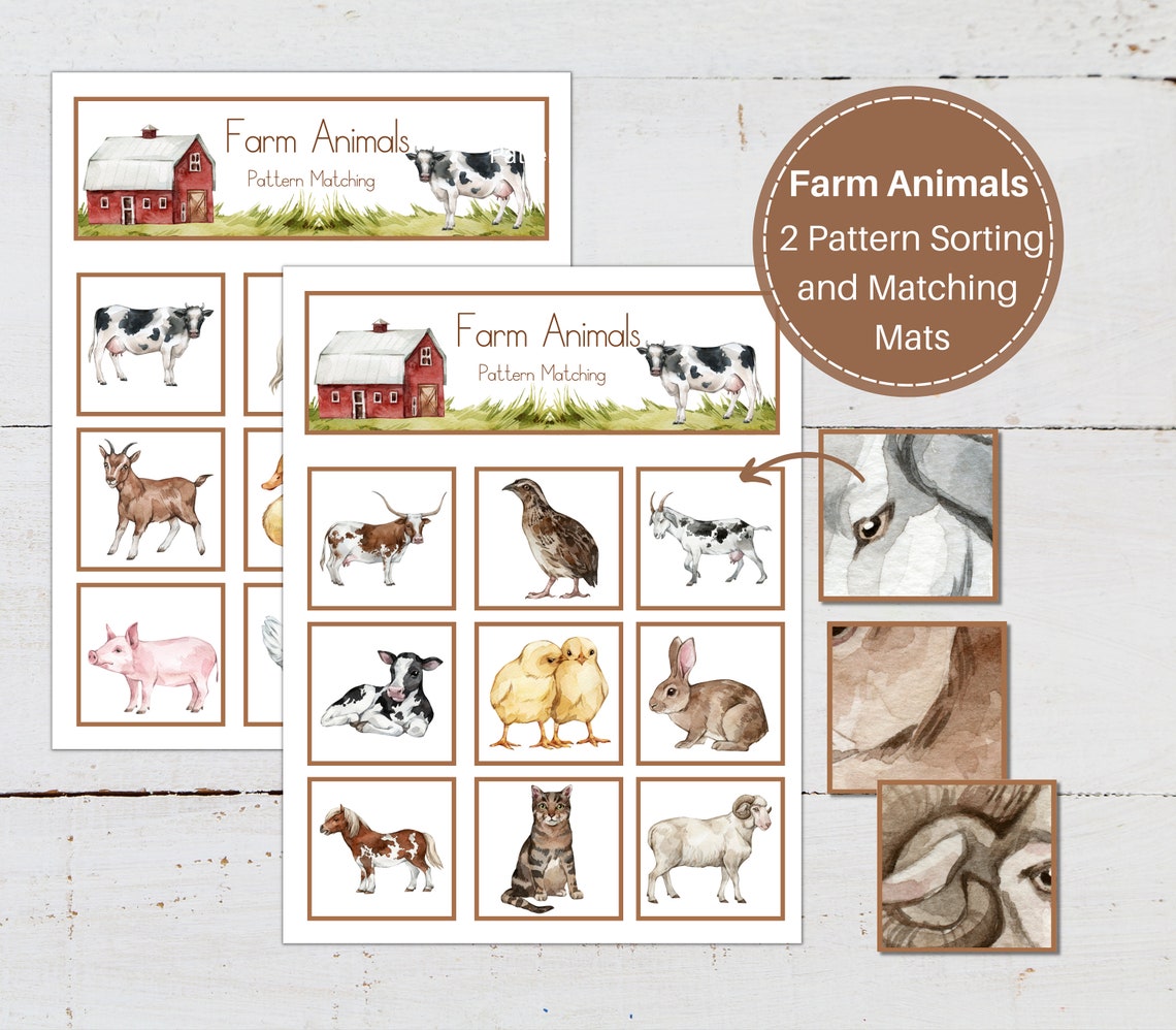 Farm Animals Activities, Poster, 3-part Cards, Puzzles, Pattern Match ...