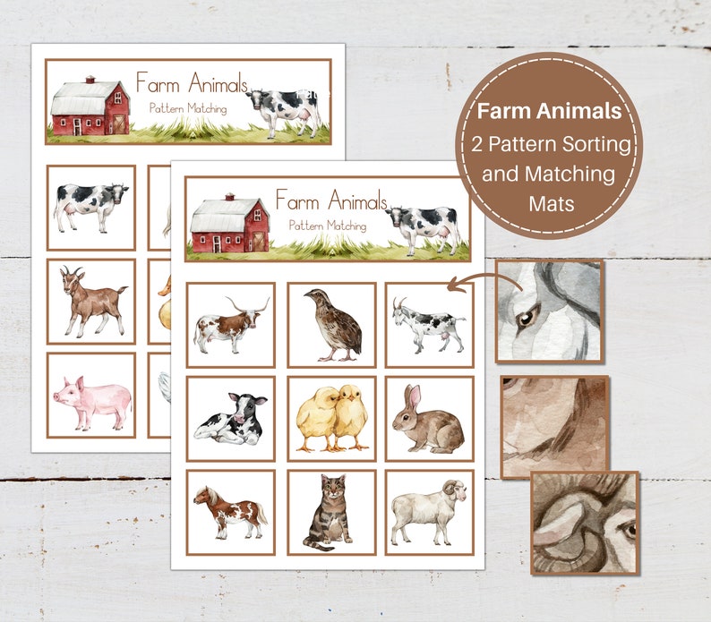 Farm Animals Activities, Poster, 3-part Cards, Puzzles, Pattern Match ...