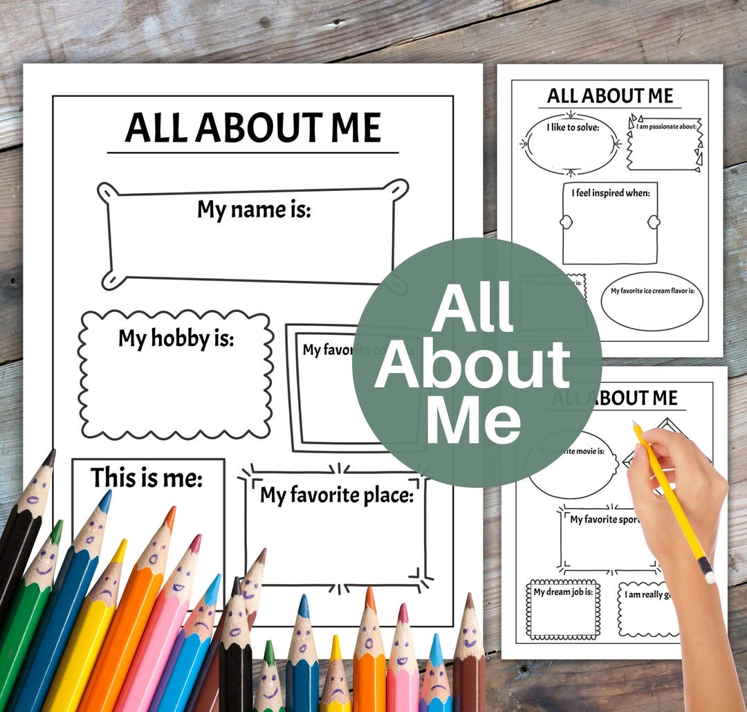 All About Me Worksheets, Digital Product, Instant DOWNLOAD - Etsy