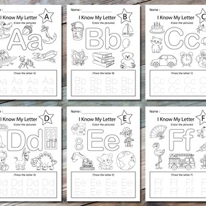 ABC Coloring and Tracing Worksheets, A to Z, Capital and Lowercase ...