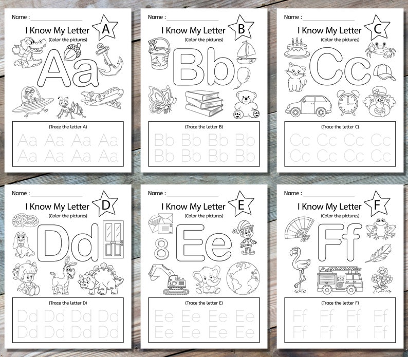 ABC Coloring and Tracing Worksheets, A to Z, Capital and Lowercase ...