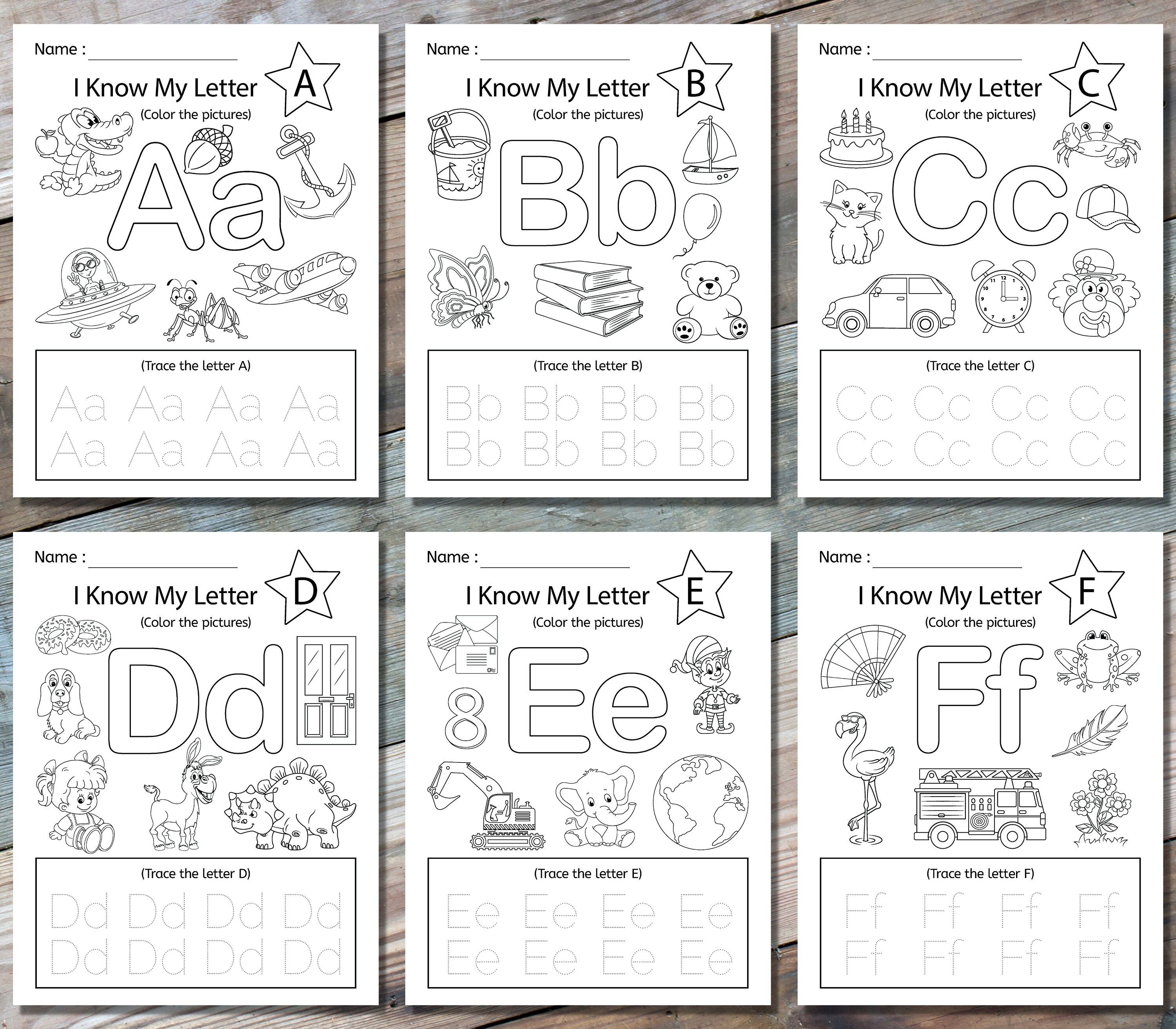 ABC Coloring and Tracing Worksheets, A to Z, Capital and Lowercase ...