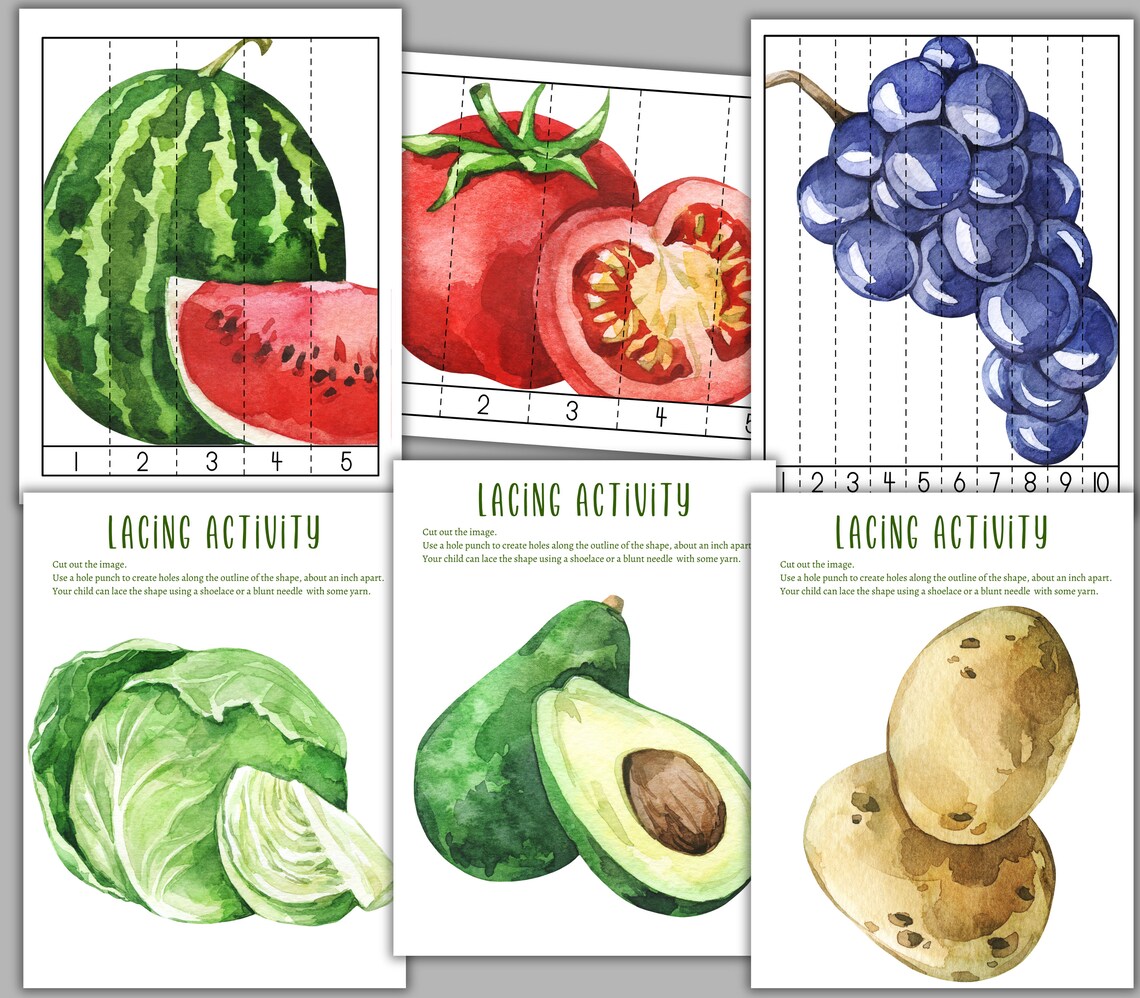 FRUIT & VEGGIES Pre-k and K Activity Pack, Homeschool, Digital, Instant ...