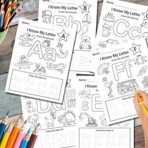 ABC Coloring and Tracing Worksheets, A to Z, Capital and Lowercase ...
