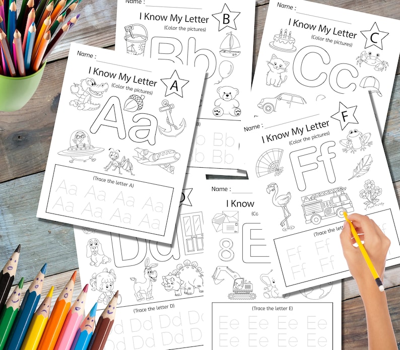 ABC Coloring and Tracing Worksheets, A to Z, Capital and Lowercase ...