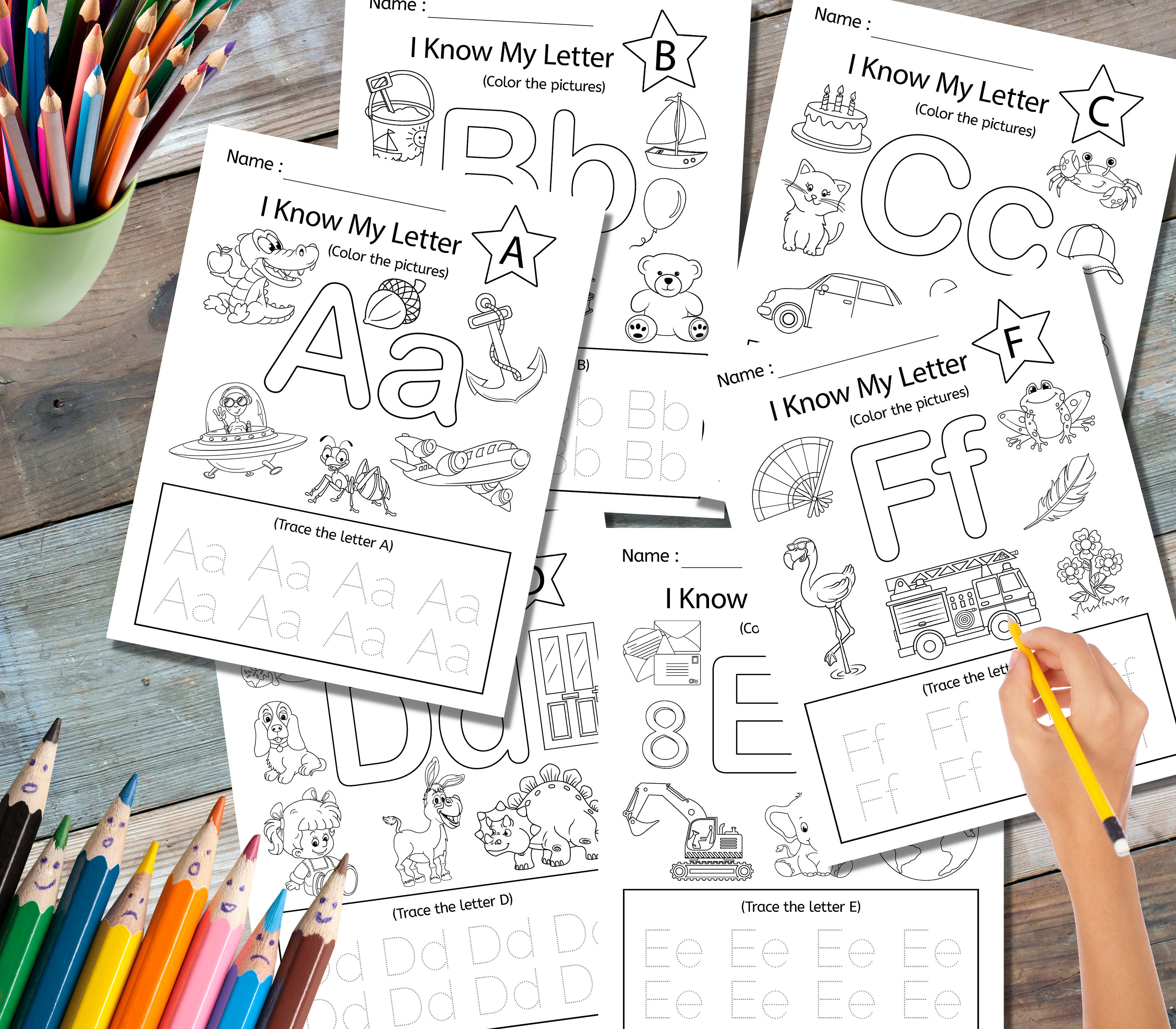 ABC Coloring and Tracing Worksheets, A to Z, Capital and Lowercase ...